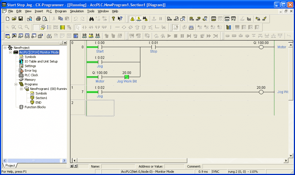 Omron CP1H Setting, Forcing and Online Editing | ACC Automation