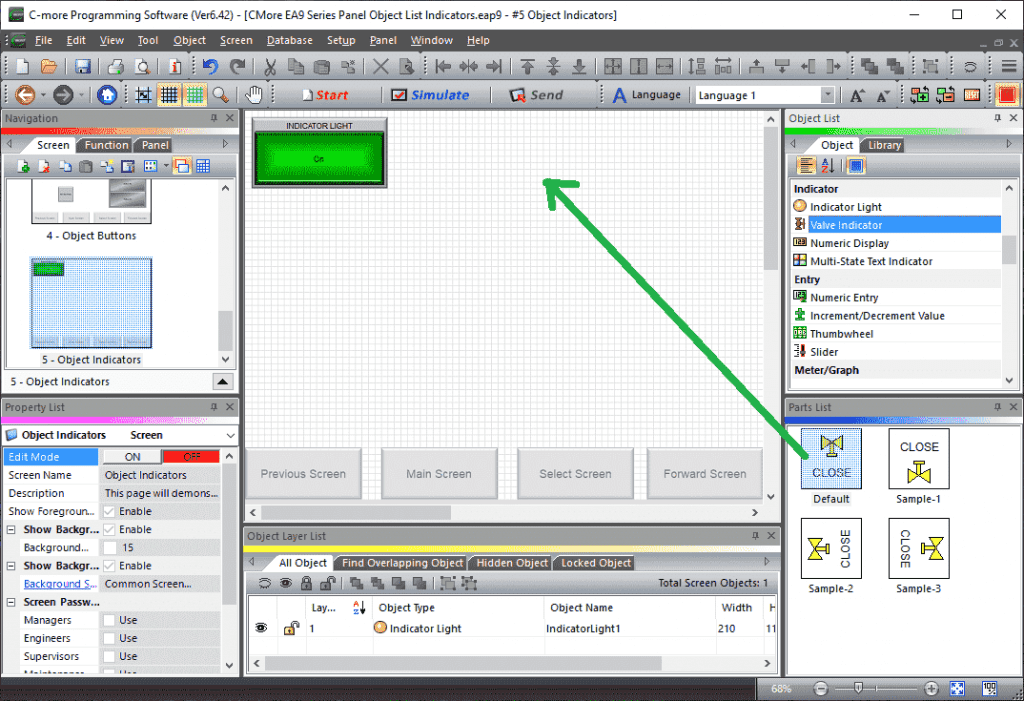 C-More EA9 HMI Object List Indicators | ACC Automation