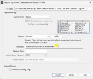 C-More CM5 HMI Click PLC Tags Import | ACC Automation: PLC & Industrial ...
