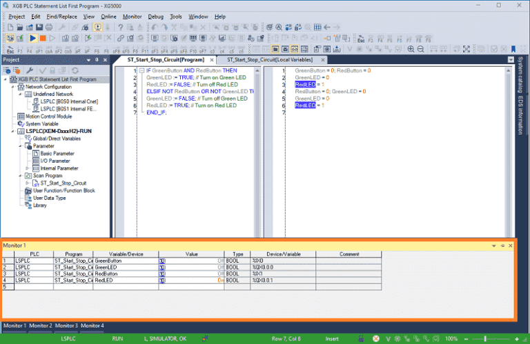 XGB PLC Simulator Structured Text (ST) | ACC Automation