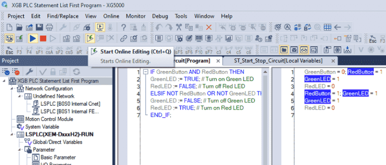 XGB PLC Simulator Structured Text (ST) | ACC Automation